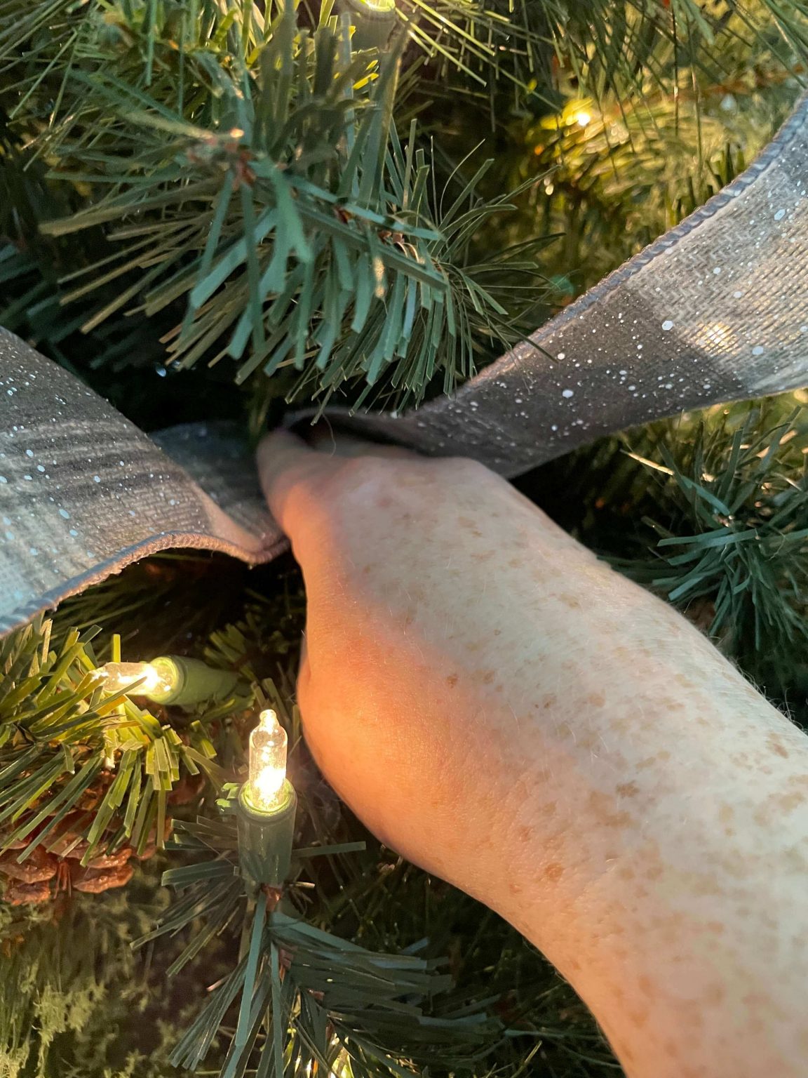 How to Decorate a Skinny Christmas Tree with Ribbon - My Homier Home