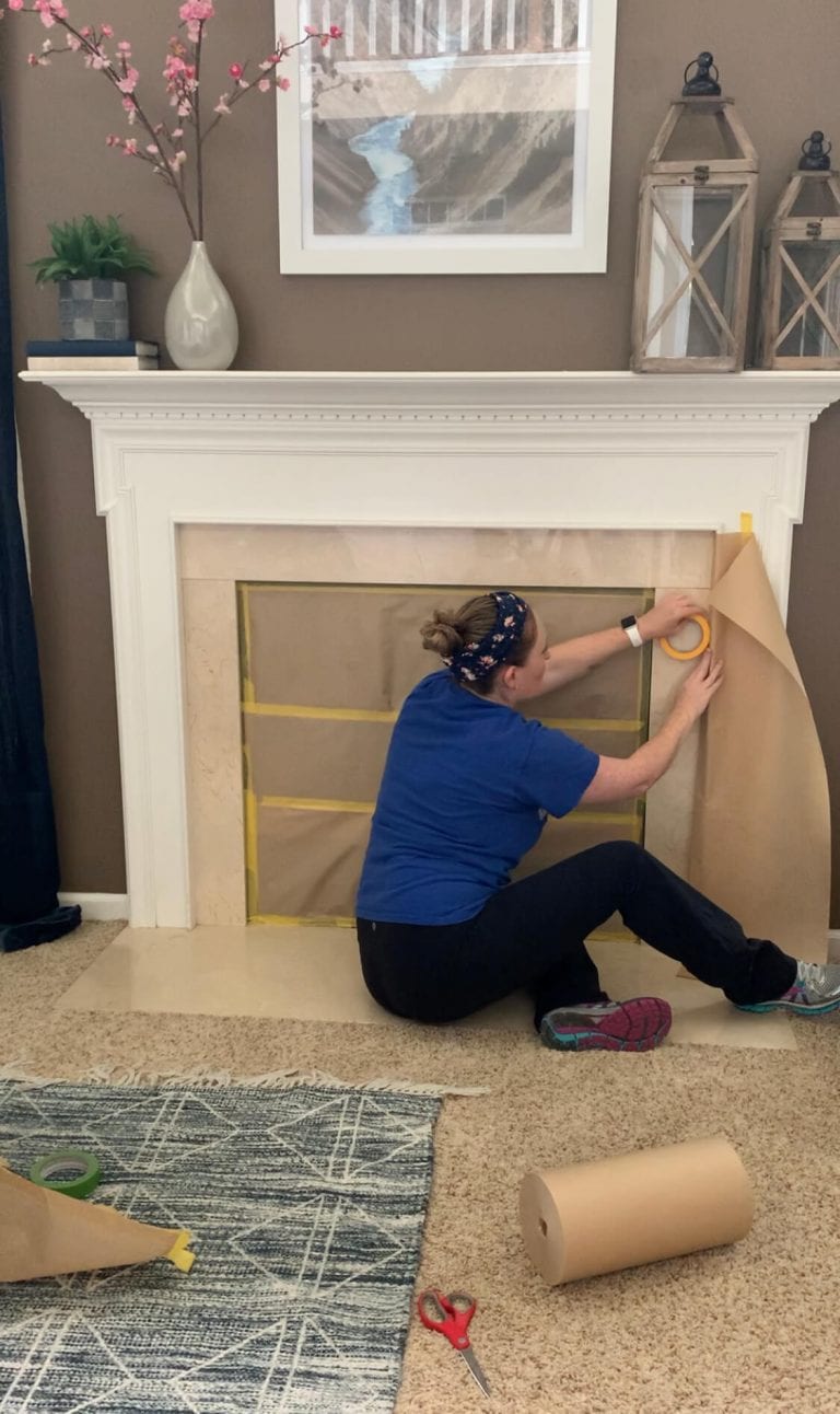 How to Spray Paint the Fireplace Surround - My Homier Home